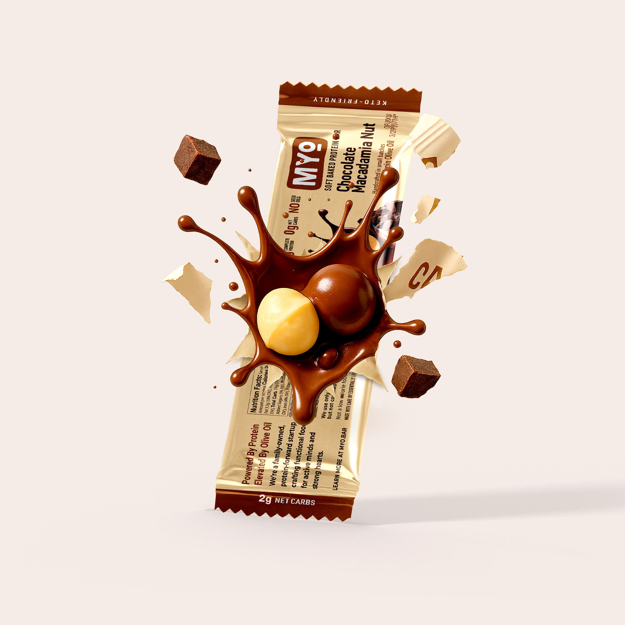 Chocolate Macadamia Nut Protein Bar | 21g Protein | No Seed Oils | MYO